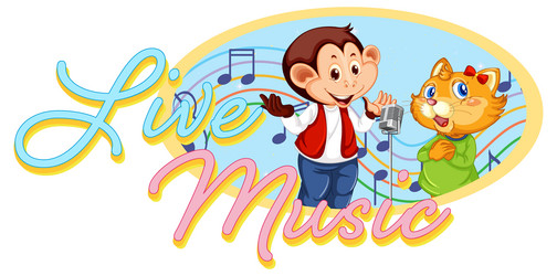 Live music logo with cute animals singing Vector Image