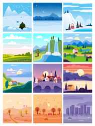 Four seasons backgrounds summer winter autumn Vector Image
