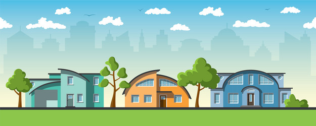 Three modern colorful houses Royalty Free Vector Image