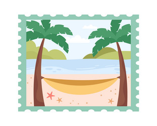 Beach postage stamp Royalty Free Vector Image - VectorStock