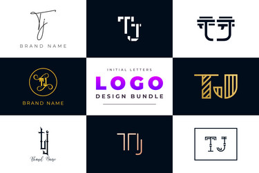 Initial letters tj monogram logo design bundle Vector Image