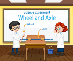 Science concept with levers experiment Royalty Free Vector