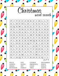 Black and white christmas word search puzzle Vector Image