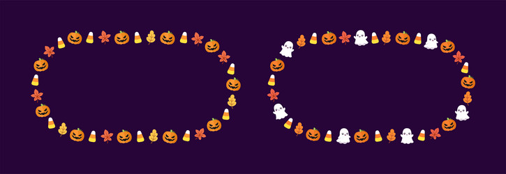 Cute rectangle halloween frame template set Vector Image