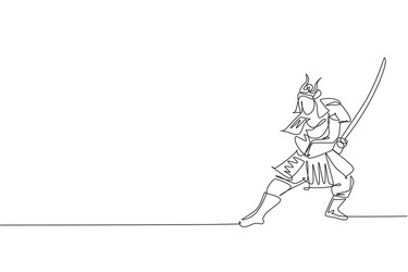 One continuous line drawing of young bravery Vector Image