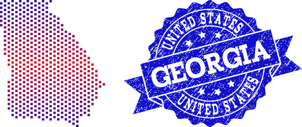 Collage of halftone dotted map georgia state Vector Image