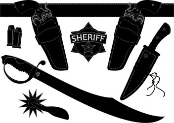 Set of sheriff weapons and accessories Royalty Free Vector