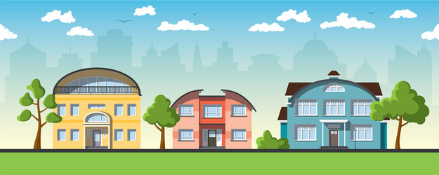 Three modern colorful houses Royalty Free Vector Image
