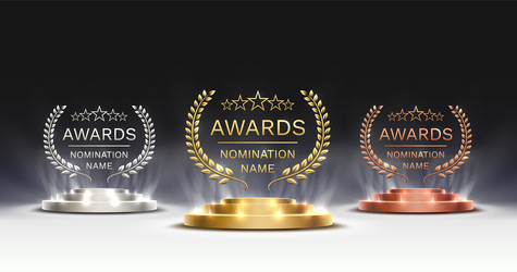 Awards nomination name podium golden prize Vector Image
