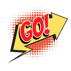 Cartoon comic text lets go Royalty Free Vector Image