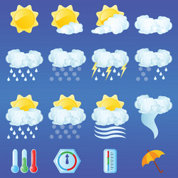 Weather icon set meteo symbols pictures Royalty Free Vector
