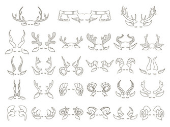Animal horns sticker set Royalty Free Vector Image