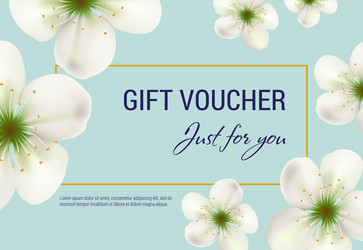 Just for you gift voucher design with pink flowers