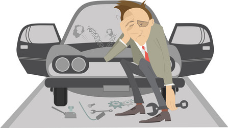 Sad dirty car flat modern style Royalty Free Vector Image
