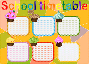 School timetable a weekly curriculum design Vector Image