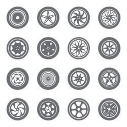 Car wheel set rims icons Royalty Free Vector Image