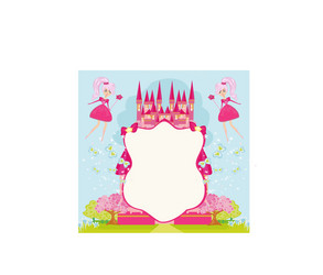 Fairytale frame with beautiful fairies castle Vector Image
