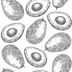 Green avocado fruits background design seamless Vector Image