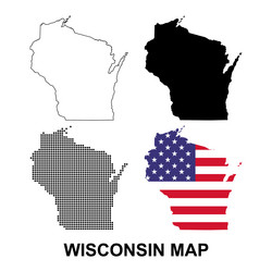 Set of wisconsin map shape united states Vector Image