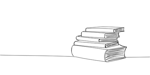 Stack of different sizes of books one line colored