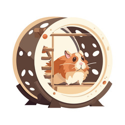 Cute hamster in wheel Royalty Free Vector Image