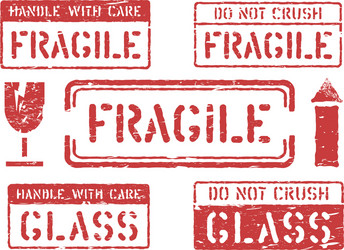 Fragile handle with care arrow up grungy Vector Image