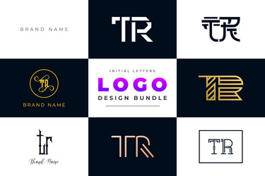 Initial letters tr monogram logo design bundle Vector Image