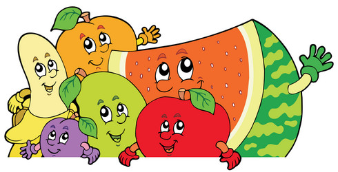 Cartoon fruits collection 2 Royalty Free Vector Image