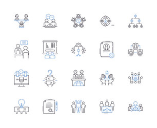 Ceo conference outline icons collection Royalty Free Vector