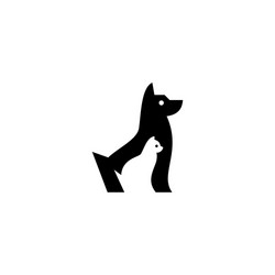 Dog cat pet logo icon negative space style Vector Image