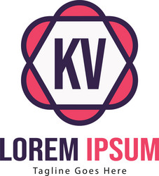 Initial kv logo template with modern frame Vector Image