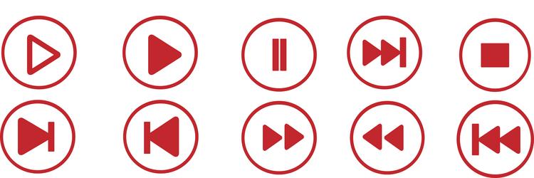 Media player icon set isolated on white background