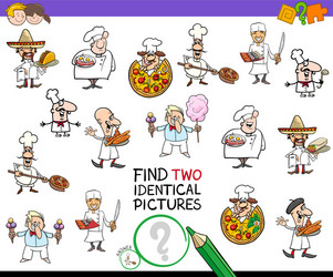 Find two same food objects task for kids Vector Image