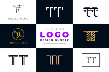 Initial letters tt monogram logo design bundle Vector Image