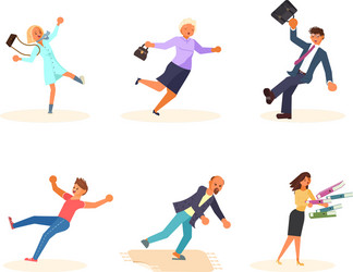 Collection falling people cartoon Royalty Free Vector Image
