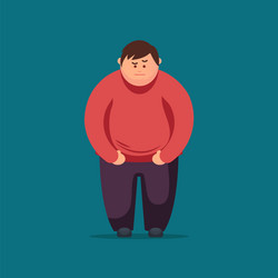 Pop art shy fat man overweight ashamed young guy Vector Image