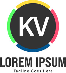 Initial kv logo template with modern frame Vector Image