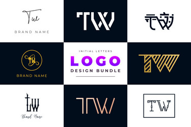 Initial letters tw monogram logo design bundle Vector Image