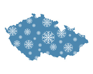 Map of czech republic with snowflakes Royalty Free Vector