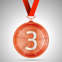 3 place winner bronze medal award ribbon Vector Image
