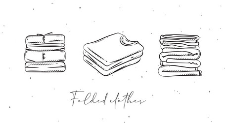 Folded clothes in different angles drawing Vector Image