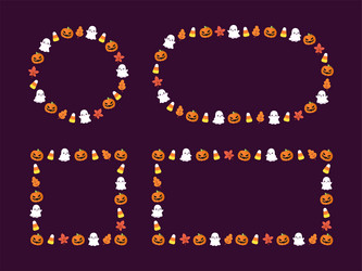 Cute halloween frame template set oval halloween Vector Image