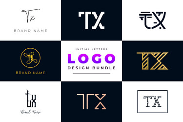 Initial letters tx monogram logo design bundle Vector Image