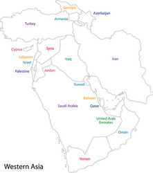 Western asia map Royalty Free Vector Image - VectorStock