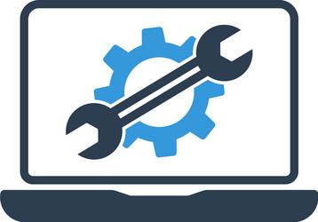 Computer repair - digital logo symbol Royalty Free Vector