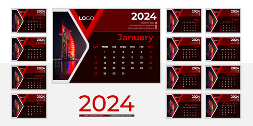 Attractive desk calendar design 2024 Royalty Free Vector