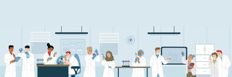 Science idea development set tiny scientists Vector Image