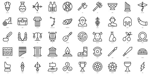 Set of thin line ancient civilization icons Vector Image