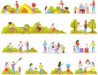Outdoor activities icons set Royalty Free Vector Image