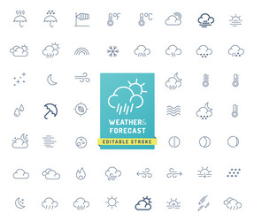 Sky weather lines icons set Royalty Free Vector Image